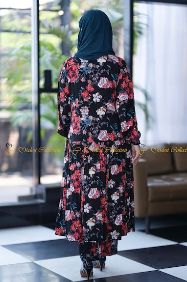 Linen Co-ord set floral black for Summer – Modest Collection