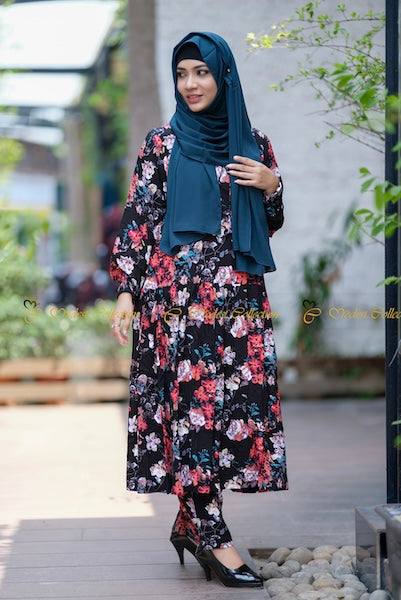 Linen Co-ord set floral black for Summer – Modest Collection
